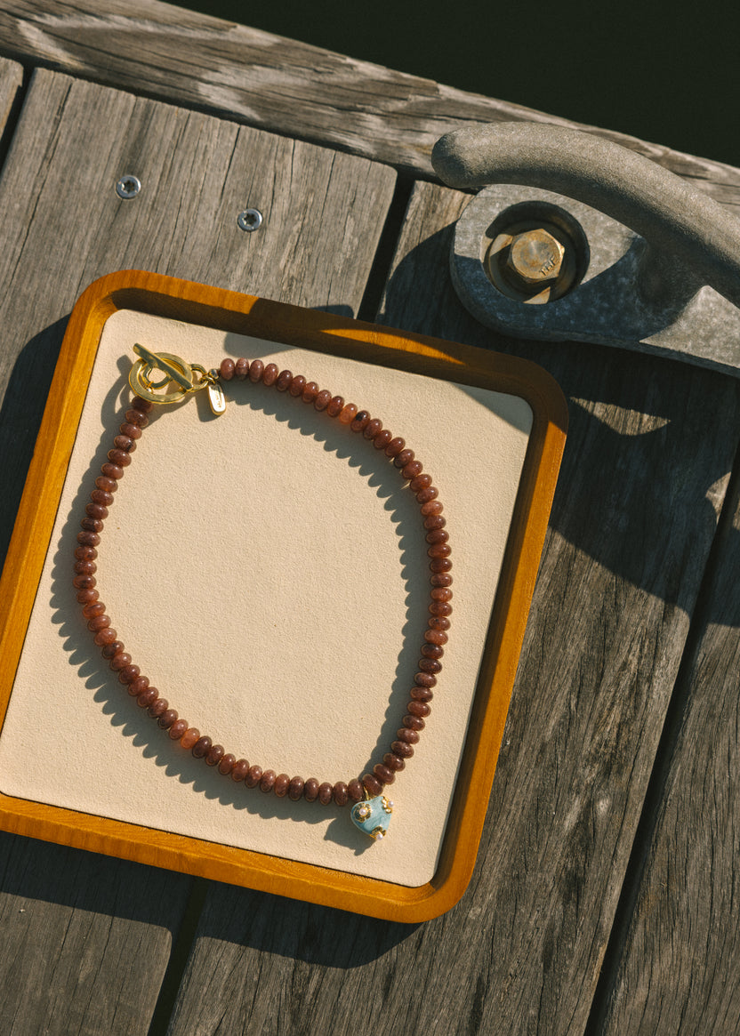 Brown Beaded Heart Necklace – LOGAN TAY
